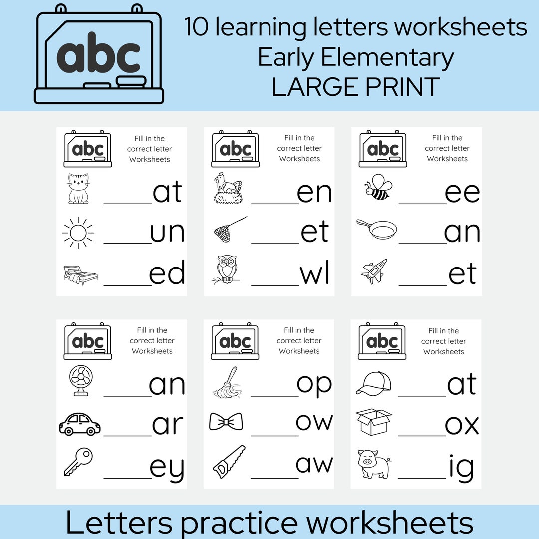Spelling Worksheets for Early Elementary Learning Letters Printables ...
