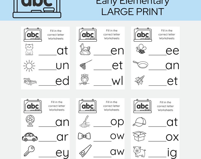 Spelling Worksheets for Early Elementary Learning Letters Printables ...