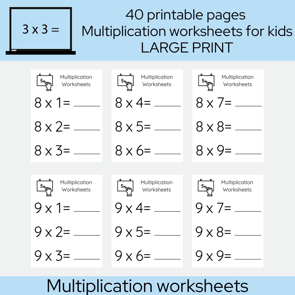 Multiplication Worksheets Large Print Single Digit Multiplication ...