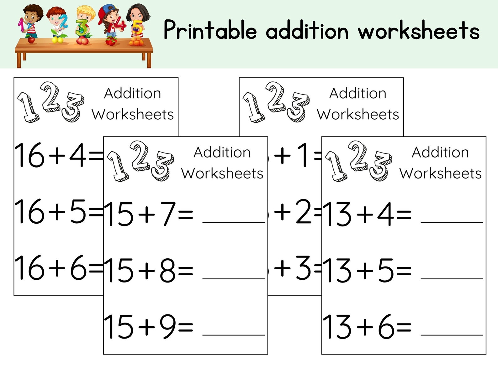 Printable Addition Worksheets Basic Addition Worksheets Simple Addition ...