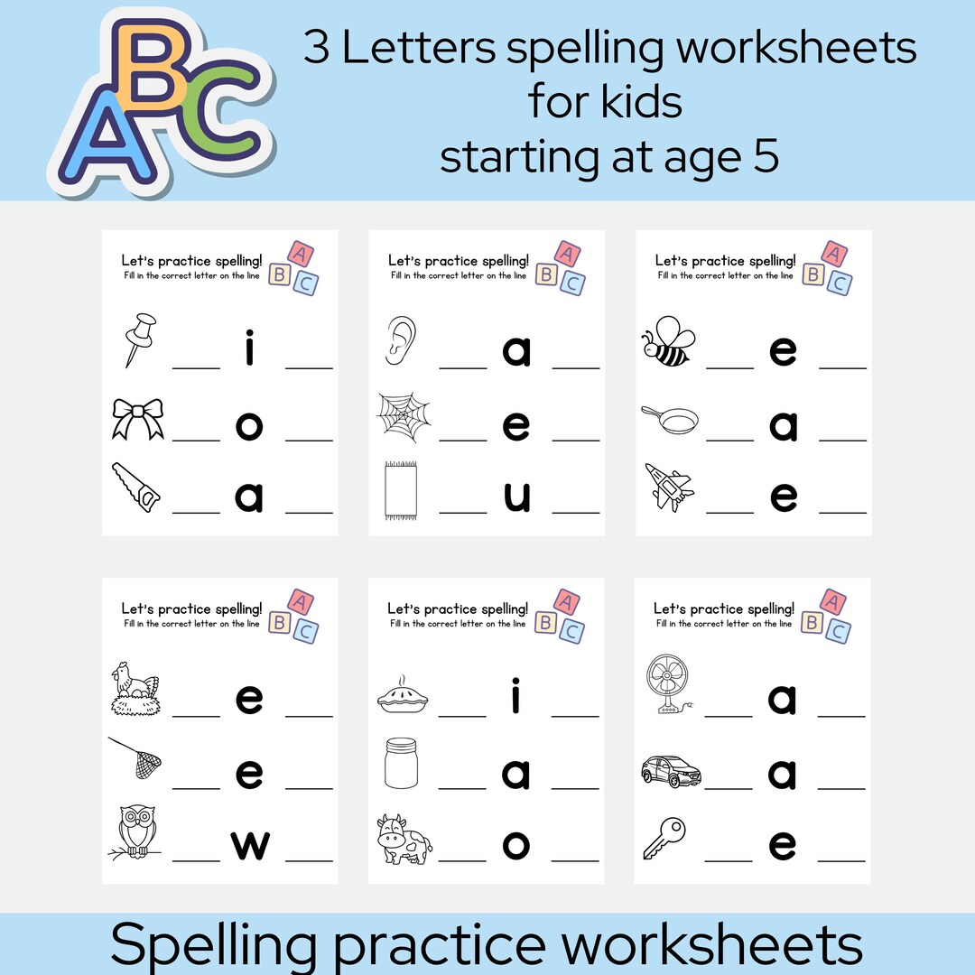 Spelling Practice Worksheets for Elementary Learning Letters Printables ...