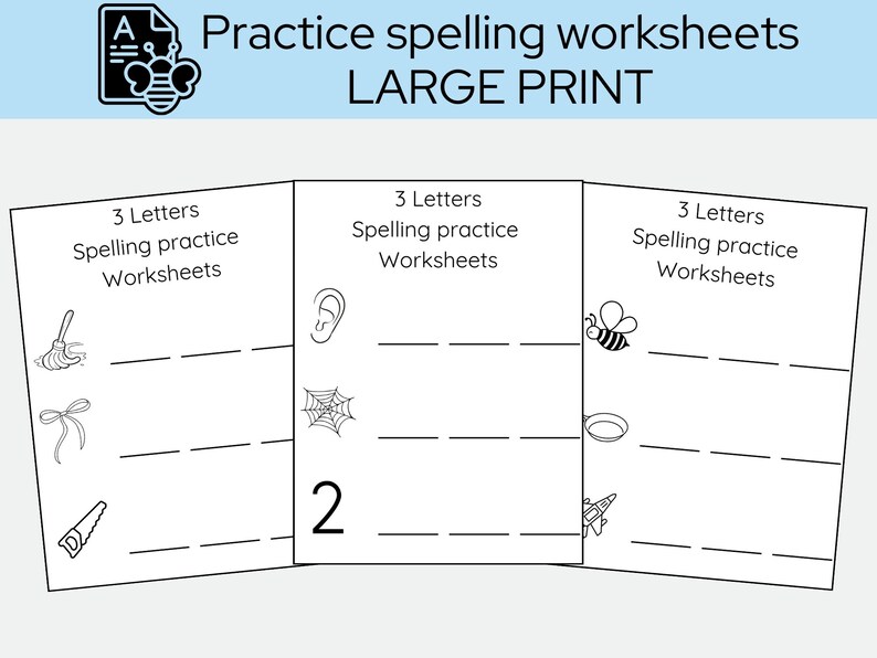 Spelling Practice Worksheets for Elementary Learning Letters Printables ...