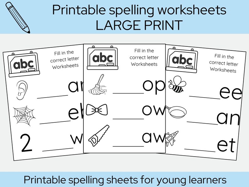 Spelling Worksheets for Early Elementary Learning Letters Printables ...