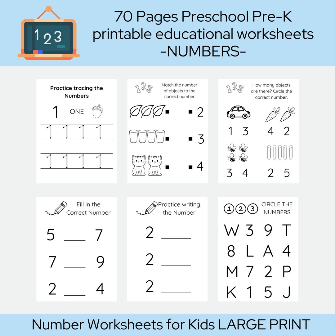 Preschool Number Worksheets Bundle Educational for Early Childhood ...