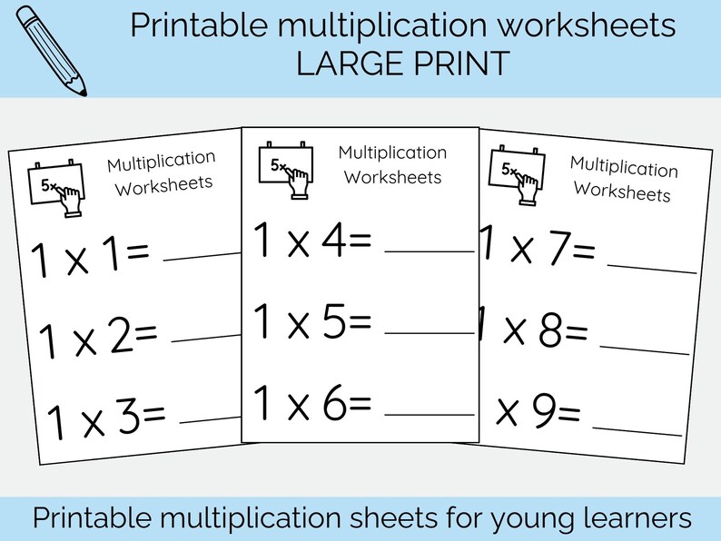 Multiplication Worksheets Large Print Single Digit Multiplication ...