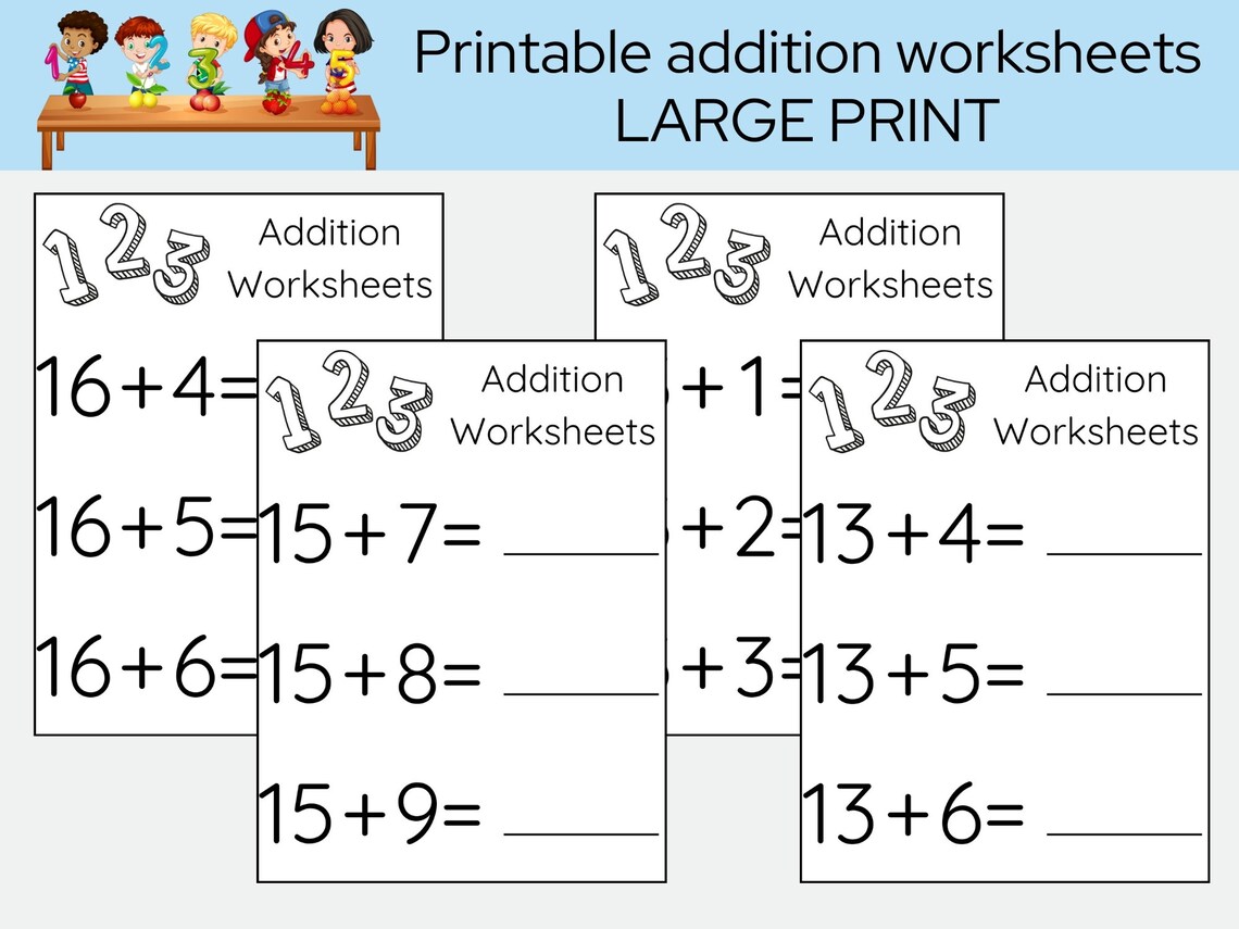 Printable Addition Worksheets Two Digit Addition Fill in the Blank ...