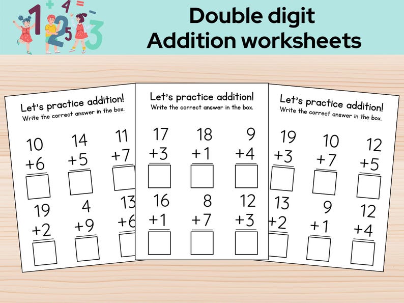Printable Addition Worksheets Two Digit Addition Fill in the Blank ...