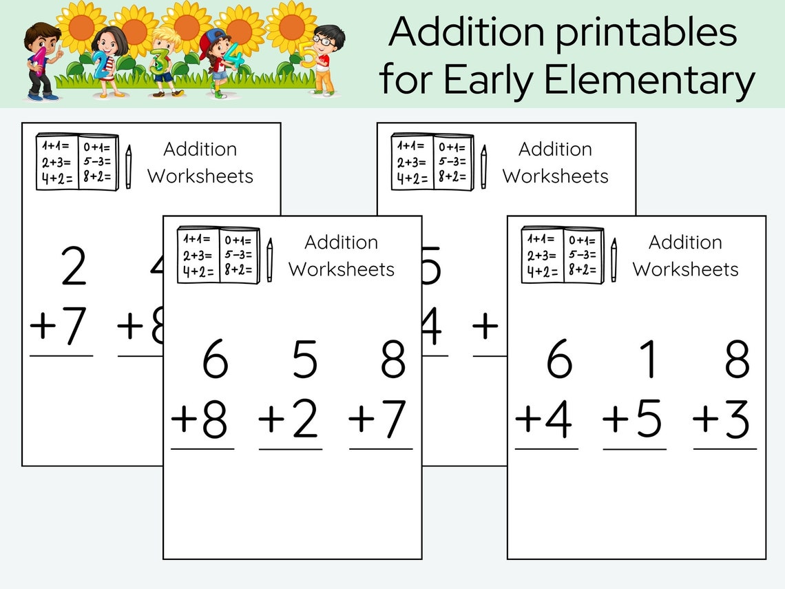 Addition Worksheets Large Print Printable Addition Worksheets Single ...