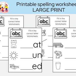 Spelling Worksheets for Early Elementary Learning Letters Printables ...