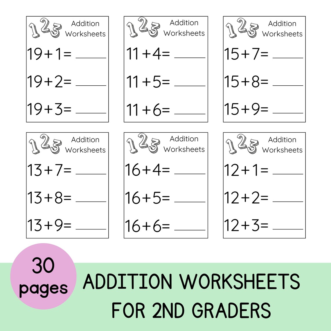 Printable Addition Worksheets Basic Addition Worksheets Simple Addition ...
