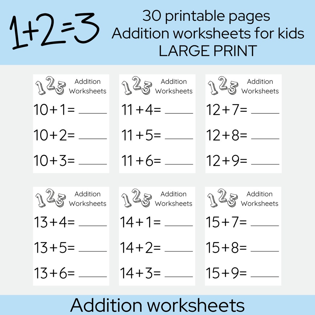 Printable Addition Worksheets Two Digit Addition Fill in the Blank ...