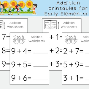 Addition Worksheets Large Print Printable Addition Worksheets Single ...