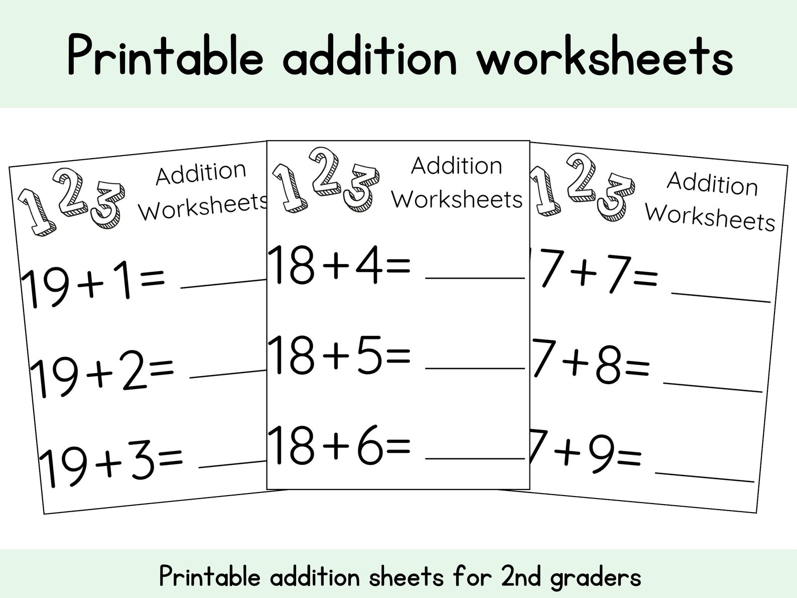 Printable Addition Worksheets Basic Addition Worksheets Simple Addition ...