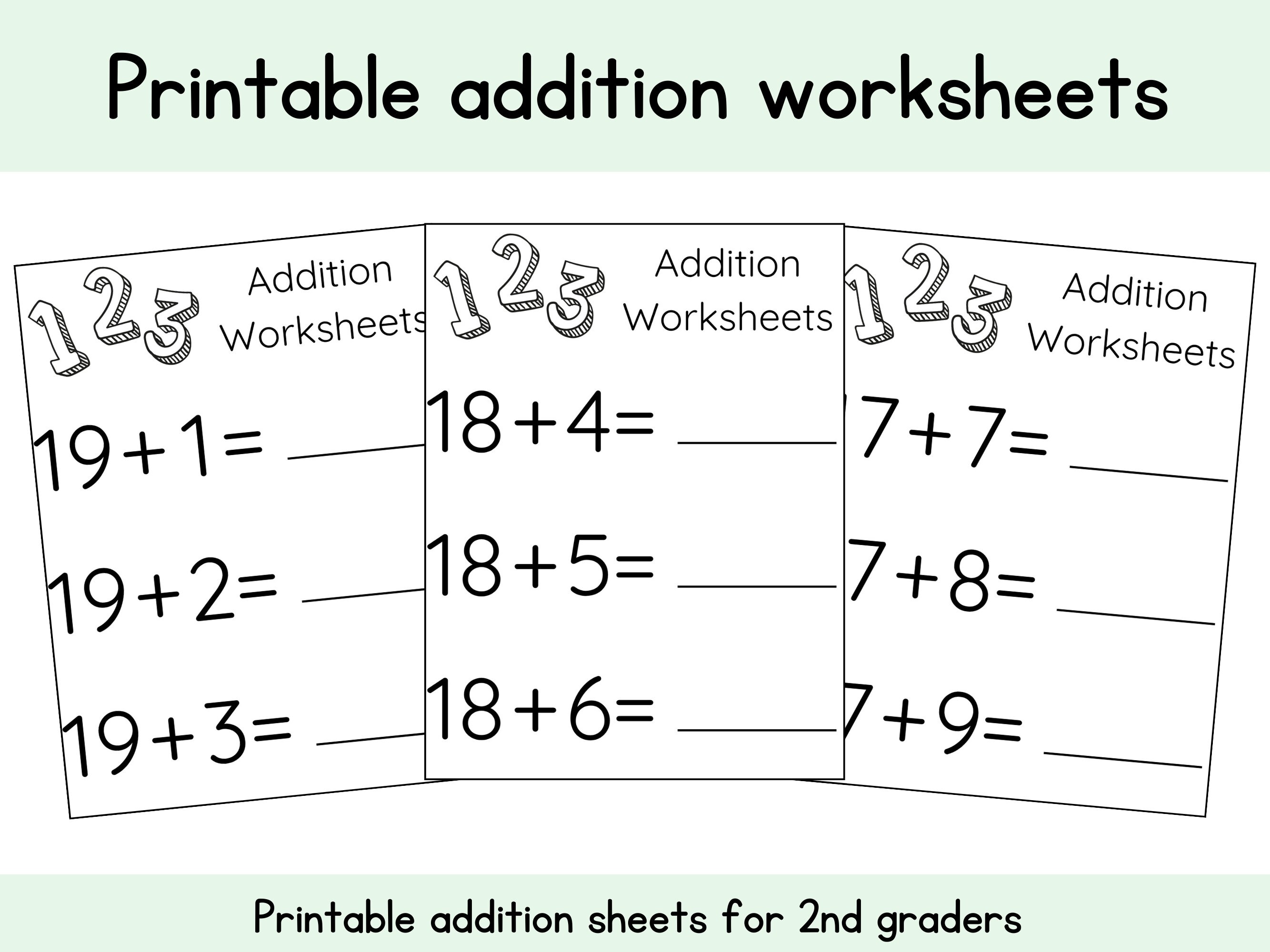 Printable Addition Worksheets Basic Addition Worksheets Simple Addition ...