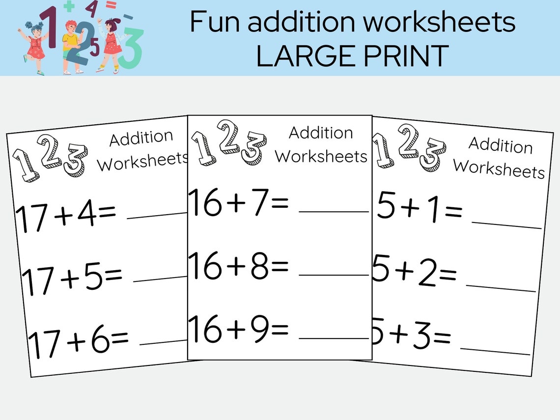 Printable Addition Worksheets Two Digit Addition Fill in the Blank ...