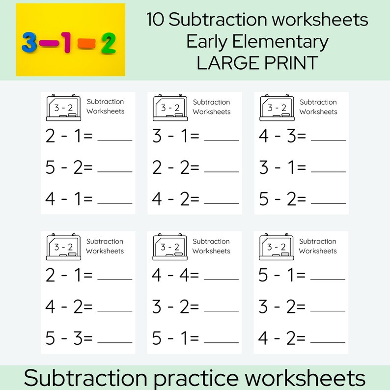 Subtraction Worksheets Printable Subtraction Worksheets Single Digit ...