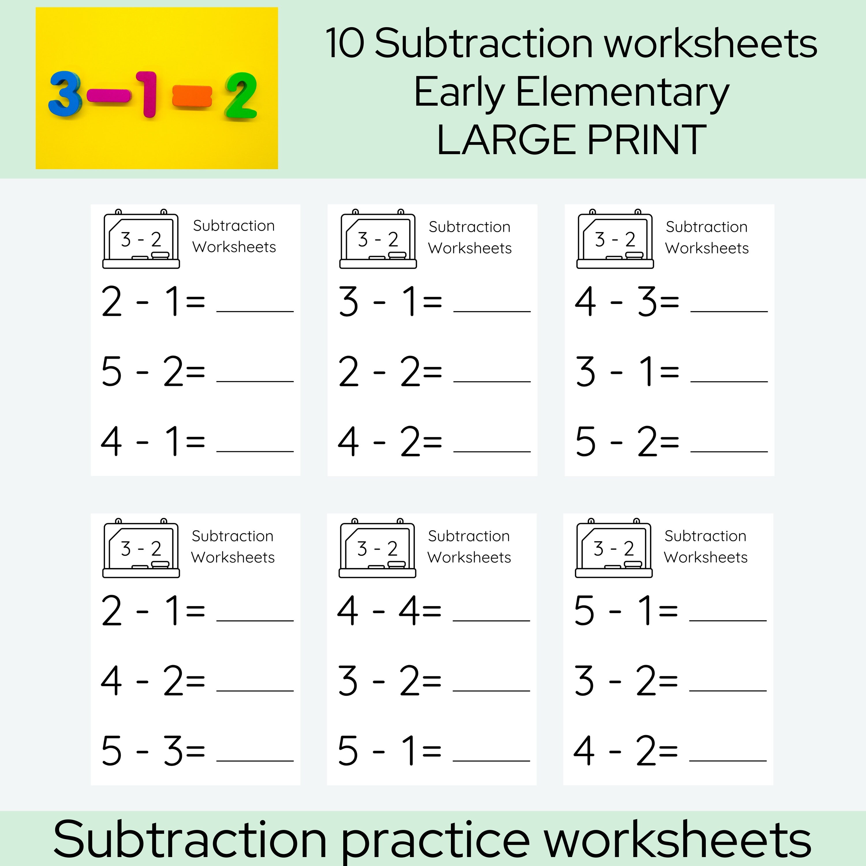 Subtraction Worksheets Printable Subtraction Worksheets Single Digit ...