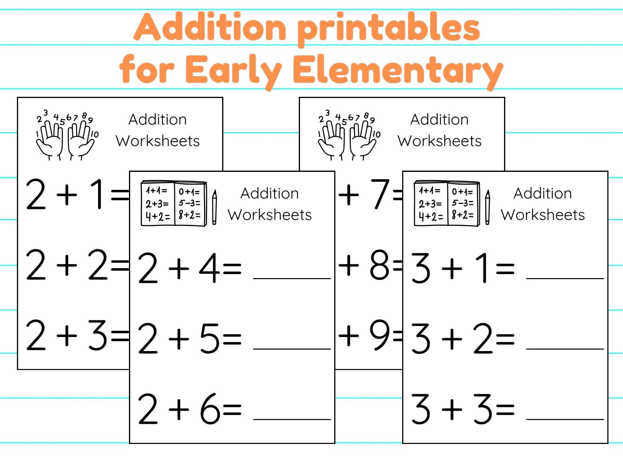 Addition Worksheets Large Print Printable Addition Worksheets Single ...