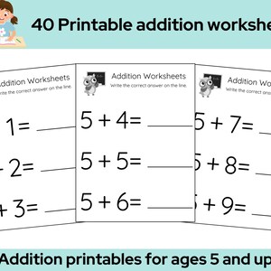 Addition Worksheets Large Print Printable Addition Worksheets Single ...
