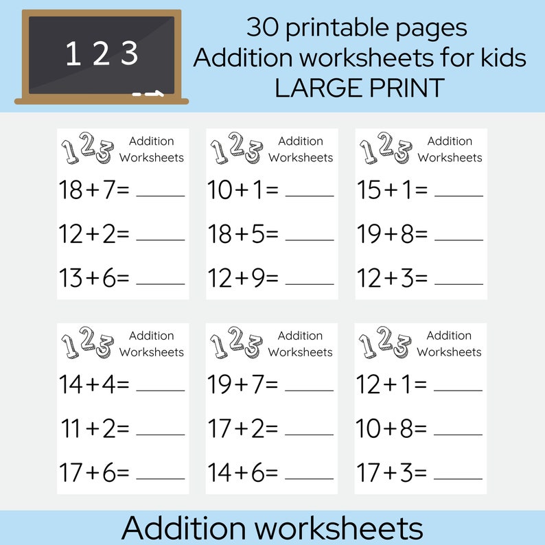 Printable Addition Worksheets Two Digit Addition Fill in the Blank ...