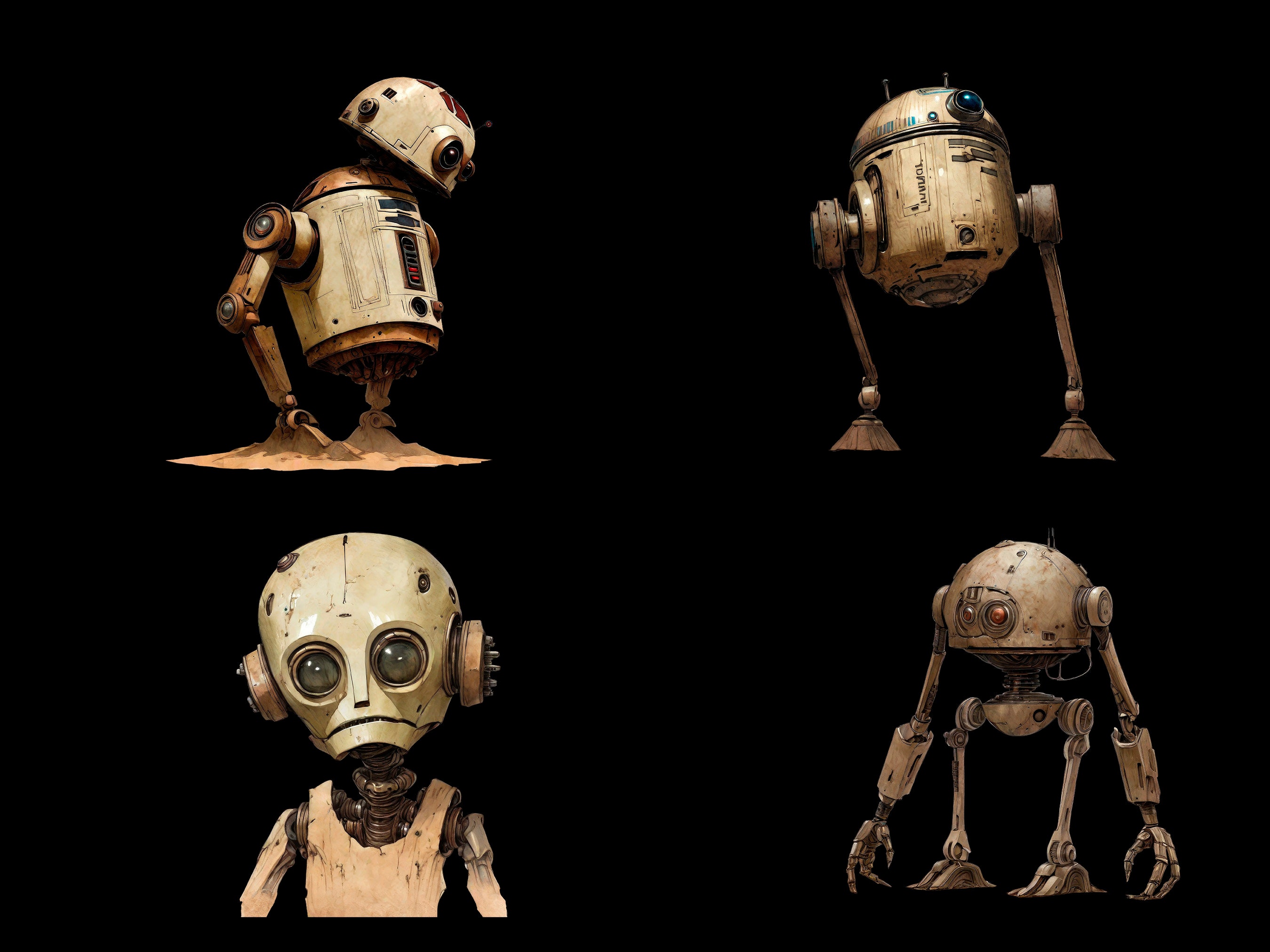 Droids Png Clipart Bundle, Droid Clipart, Droids Png, İnk and Wash, Sci ...