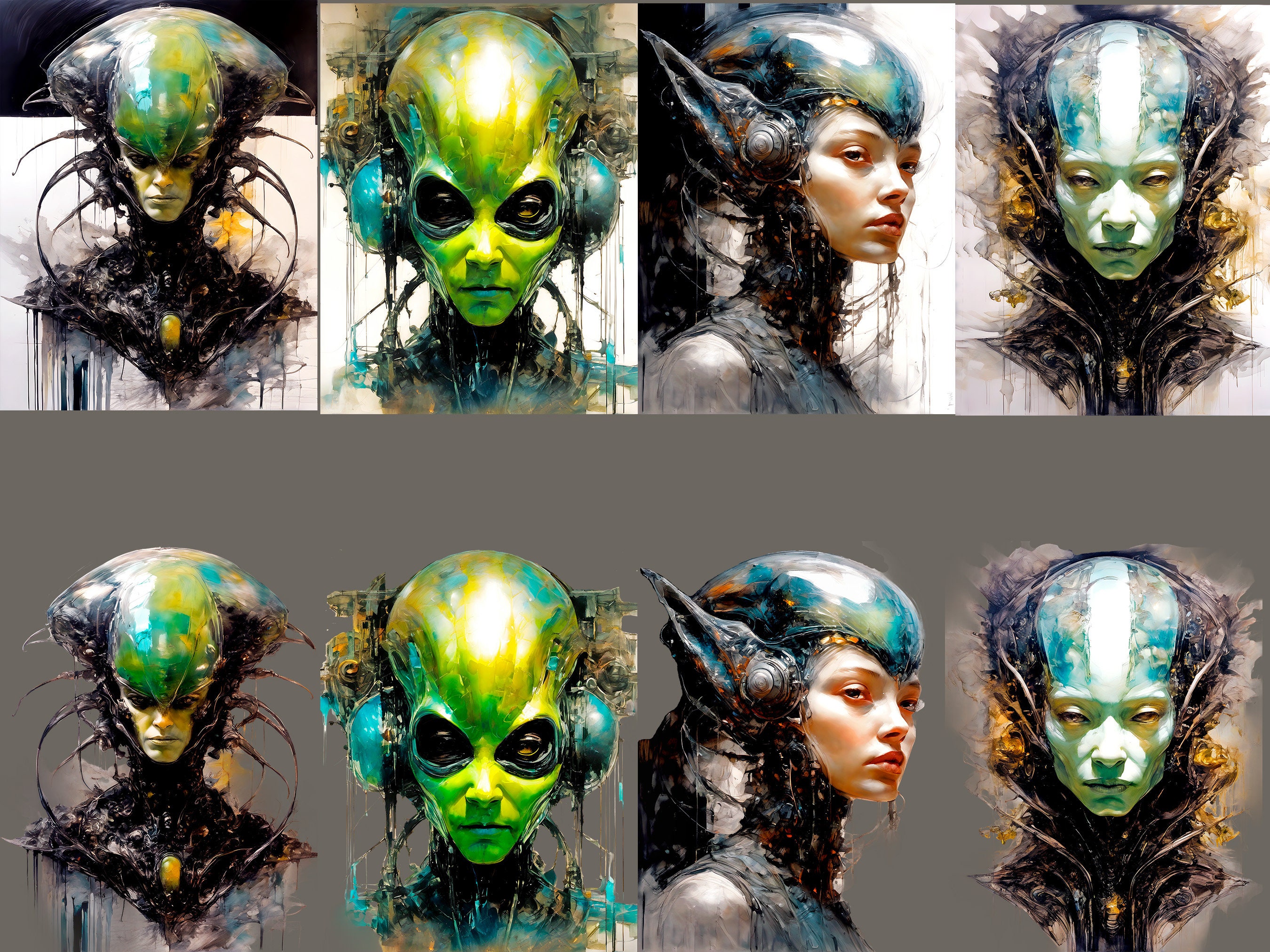 Printable Alien Portraits Digital Paper, Scrapbooking, Scrapbook Paper ...