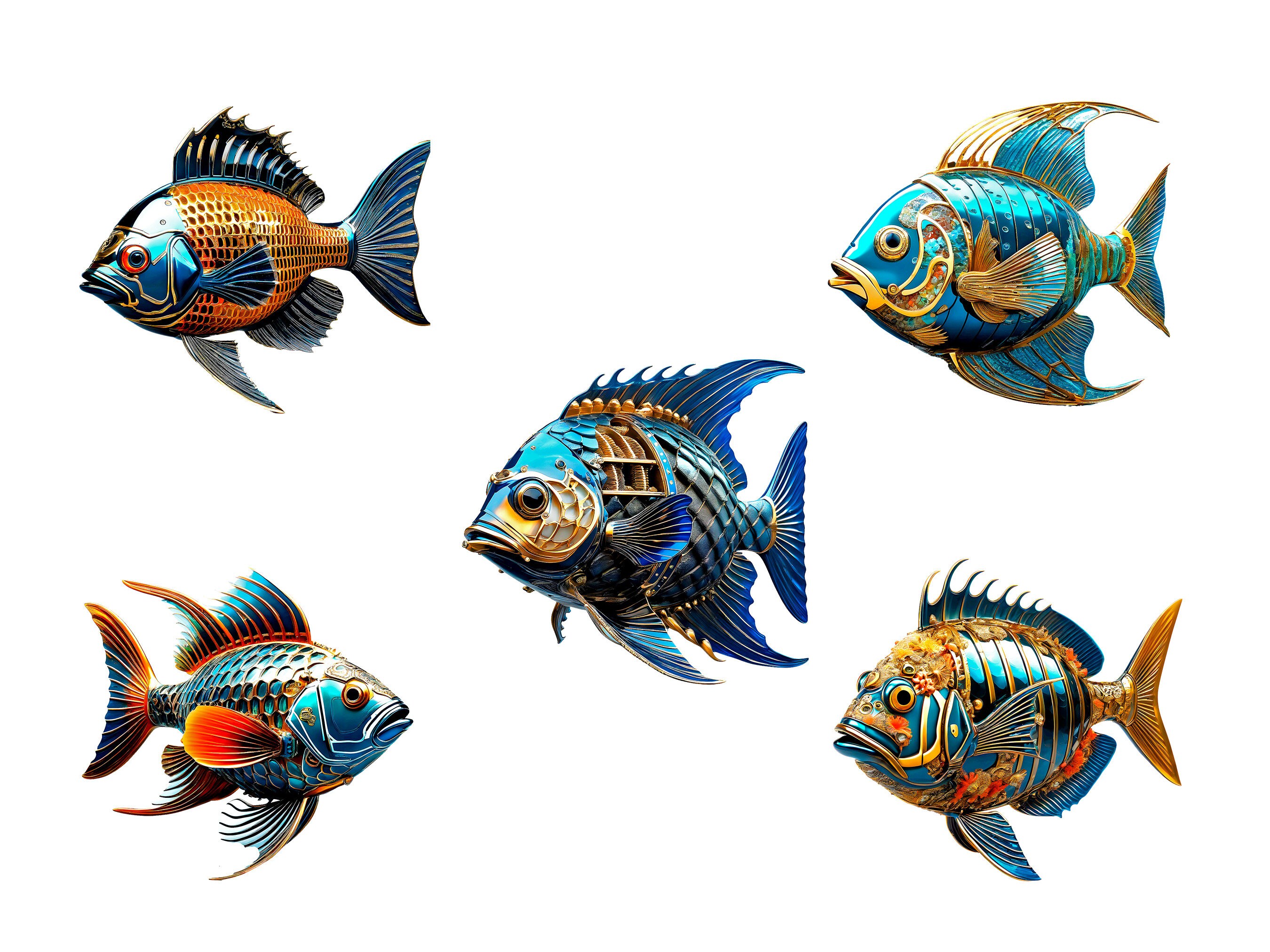 Mechanic Fishes Clipart, Clipart Bundle, Clipart Png, Clipart Image ...