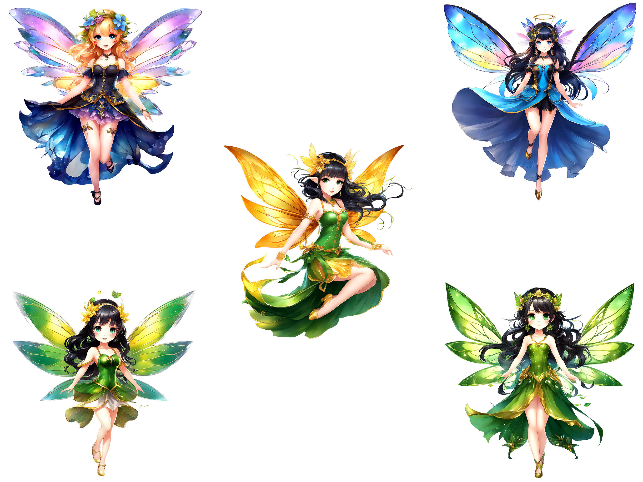 Anime Cute Fairy Clipart Bundle, Watercolor Clipart, Fairy Clipart ...