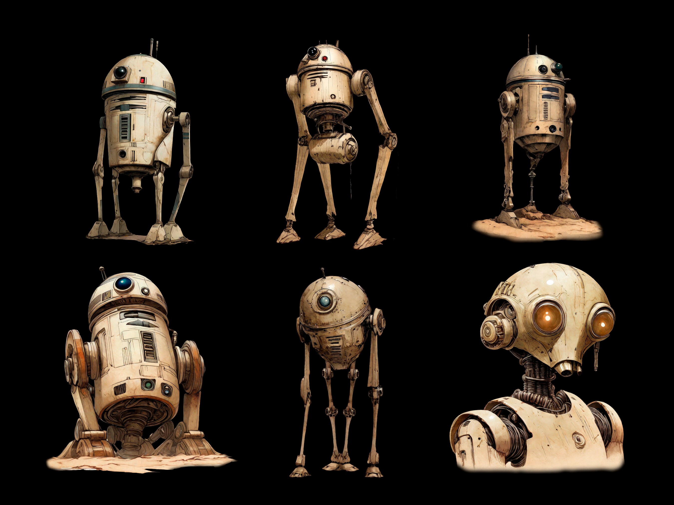 Droids Png Clipart Bundle, Droid Clipart, Droids Png, İnk and Wash, Sci ...