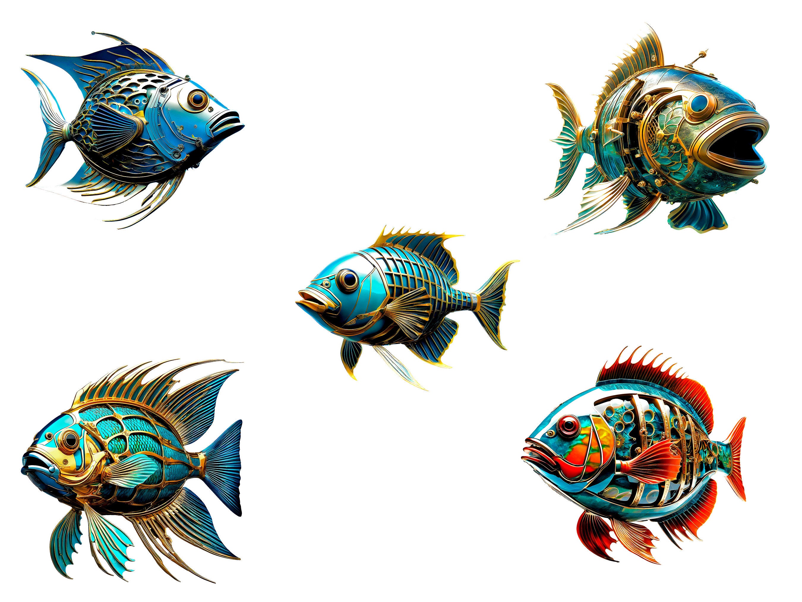 Mechanic Fishes Clipart, Clipart Bundle, Clipart Png, Clipart Image ...
