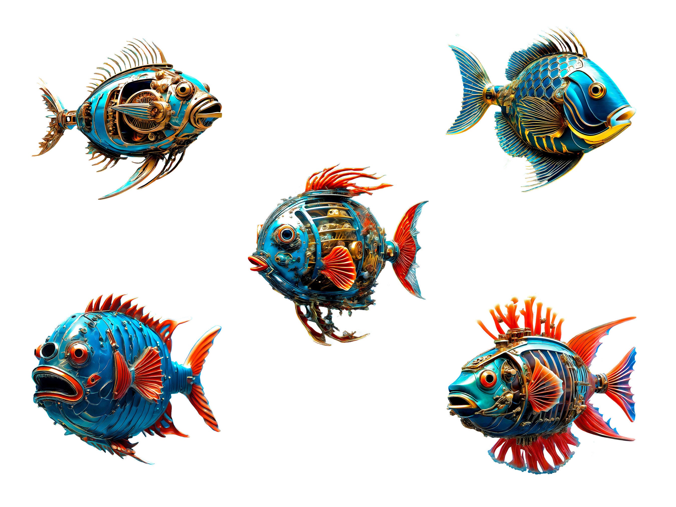 Mechanic Fishes Clipart, Clipart Bundle, Clipart Png, Clipart Image ...