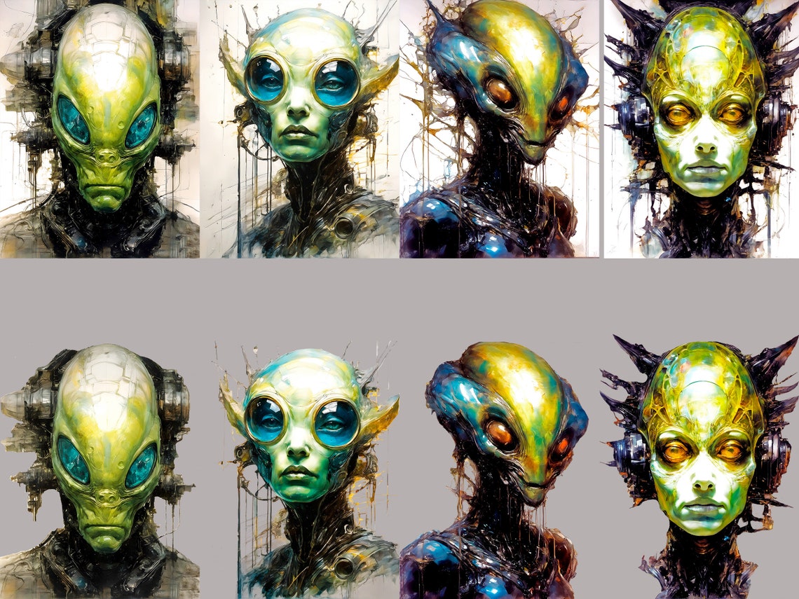 Printable Alien Portraits Digital Paper, Scrapbooking, Scrapbook Paper ...