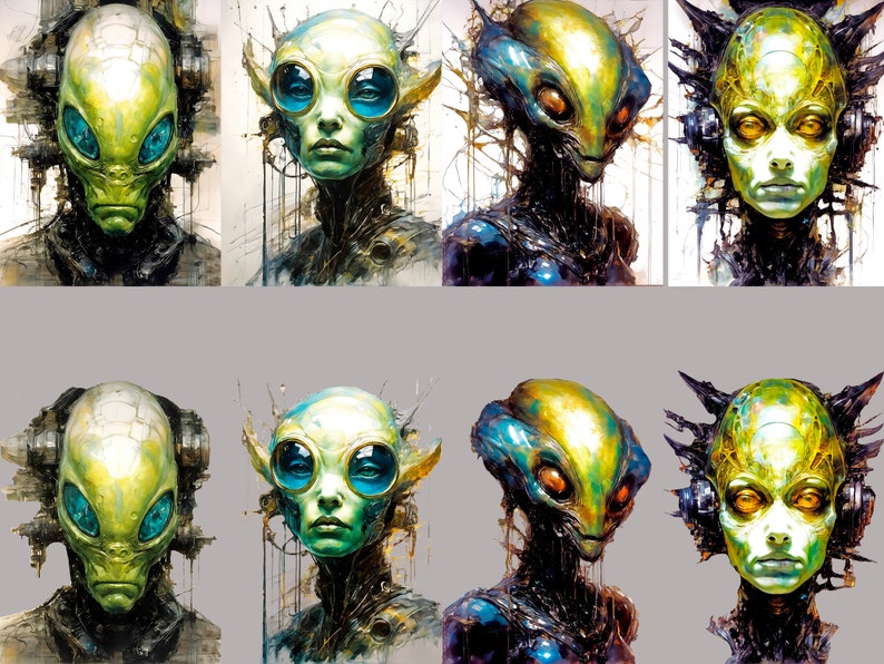 Printable Alien Portraits Digital Paper, Scrapbooking, Scrapbook Paper ...