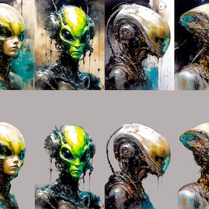 Printable Alien Portraits Digital Paper, Scrapbooking, Scrapbook Paper ...