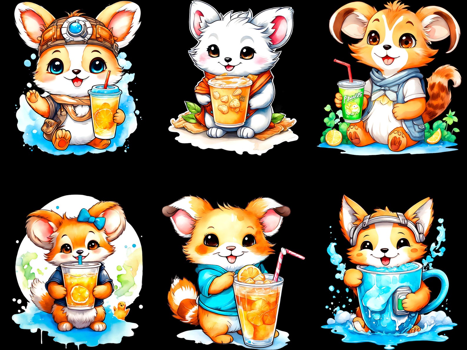 Kawaii Chibi Style Cute Animals Clipart Bundle Digital - Etsy