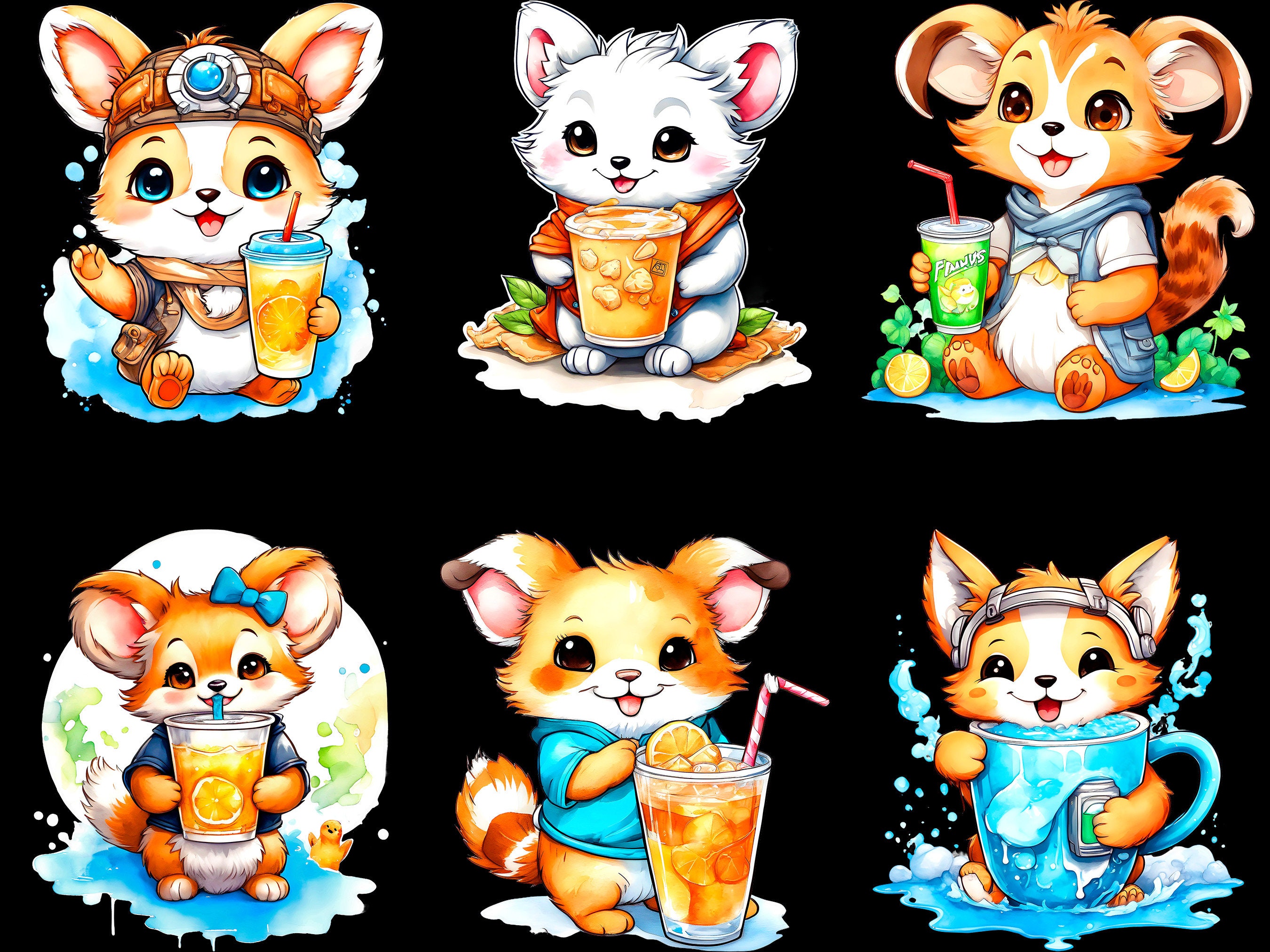 Kawaii Chibi Style Cute Animals Clipart Bundle Digital - Etsy