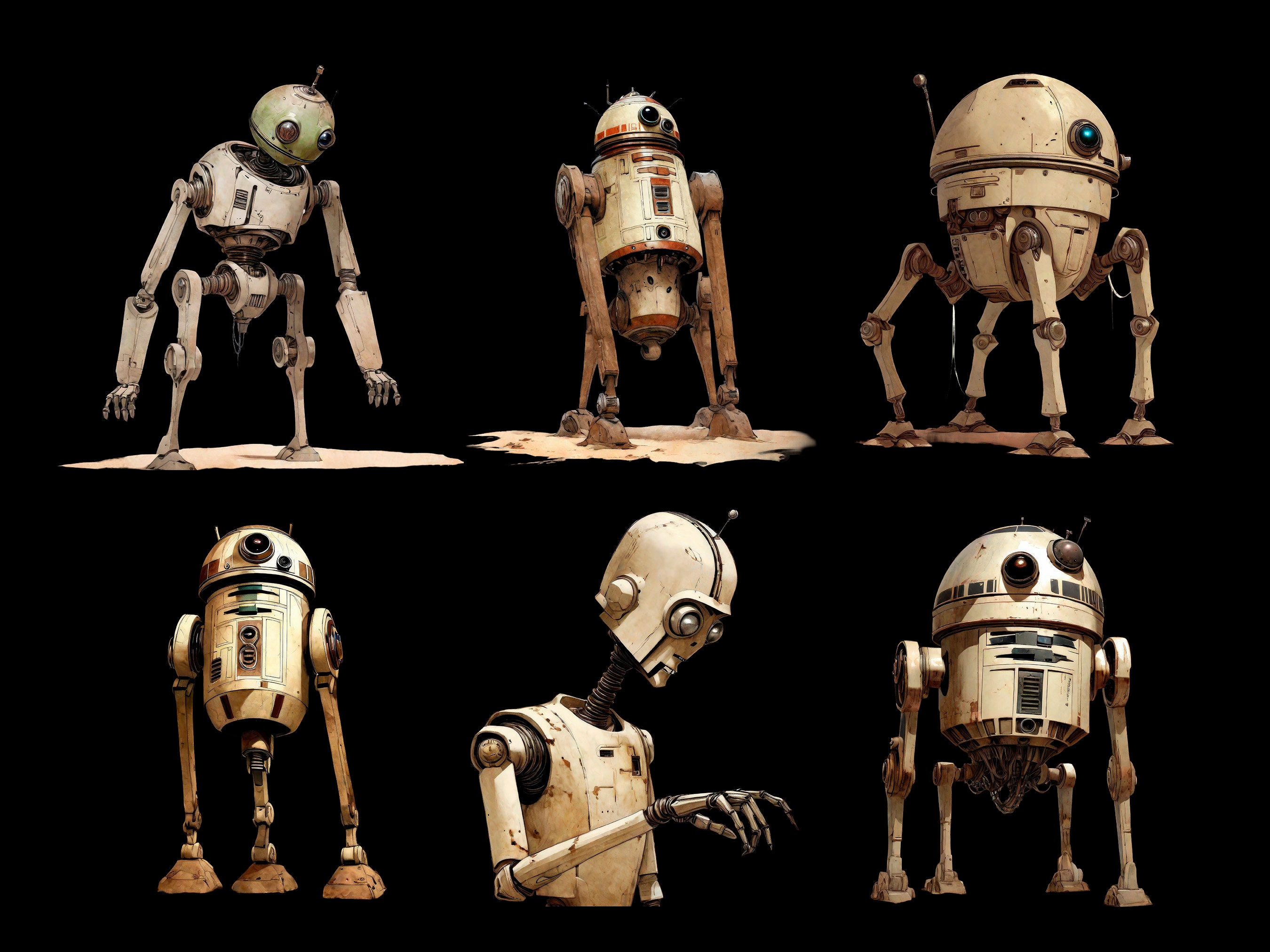 Droids Png Clipart Bundle, Droid Clipart, Droids Png, İnk and Wash, Sci ...