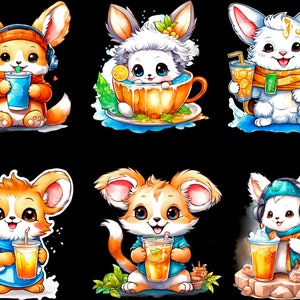 Kawaii Chibi Style Cute Animals Clipart Bundle, Digital Download ...