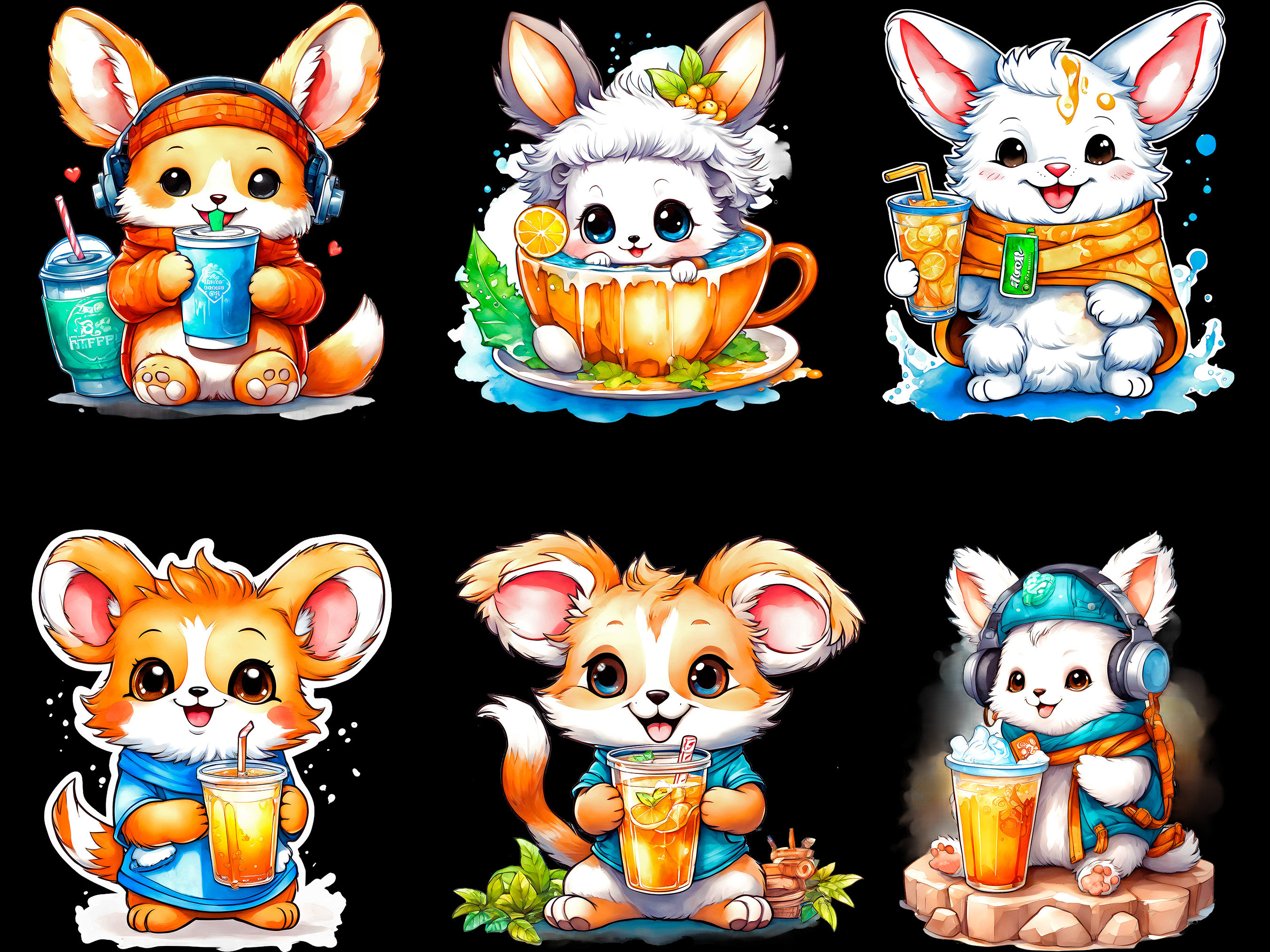 Kawaii Chibi Style Cute Animals Clipart Bundle Digital - Etsy