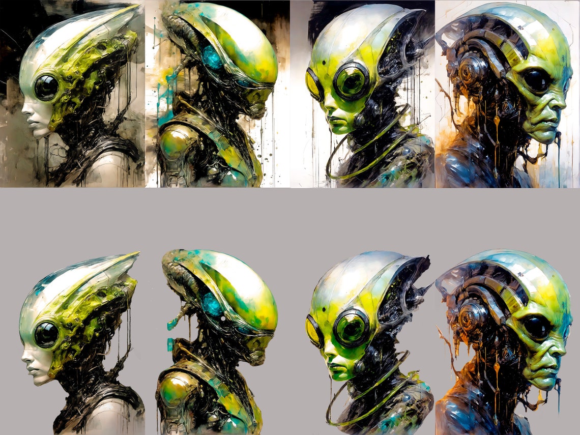 Printable Alien Portraits Digital Paper, Scrapbooking, Scrapbook Paper ...