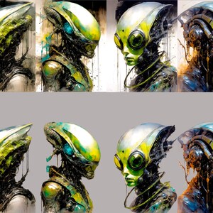 Printable Alien Portraits Digital Paper, Scrapbooking, Scrapbook Paper ...