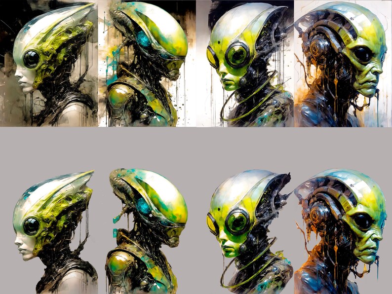 Printable Alien Portraits Digital Paper, Scrapbooking, Scrapbook Paper ...