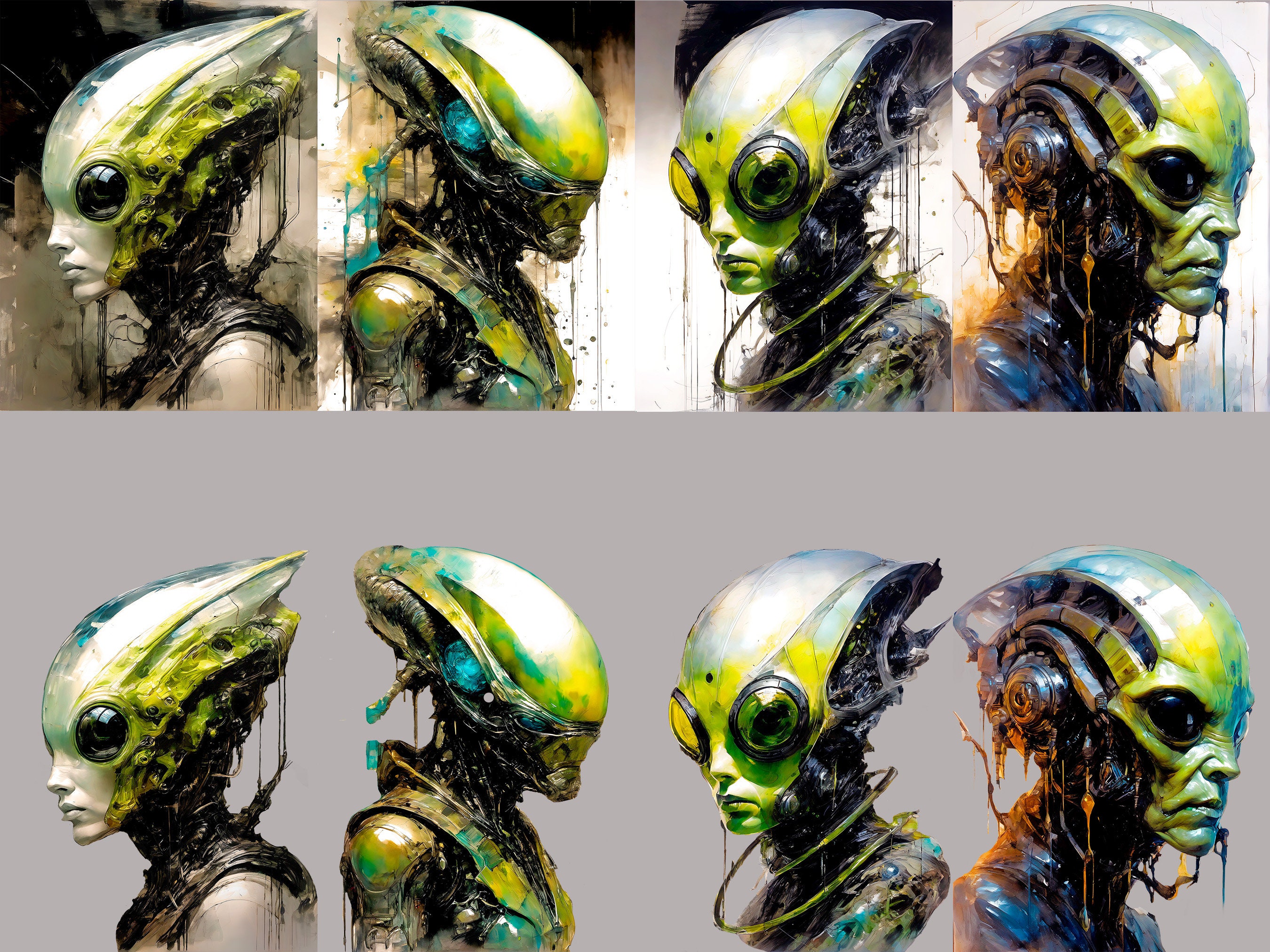 Printable Alien Portraits Digital Paper, Scrapbooking, Scrapbook Paper ...