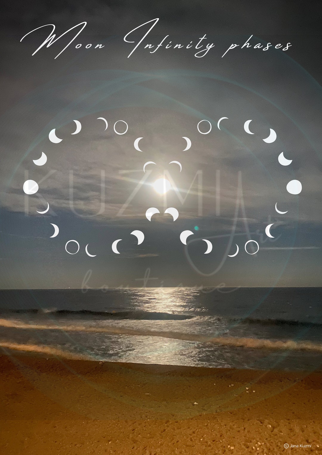 Moon Infinity Phases Poster, Wallpaper for iPad or Computer, Moon ...