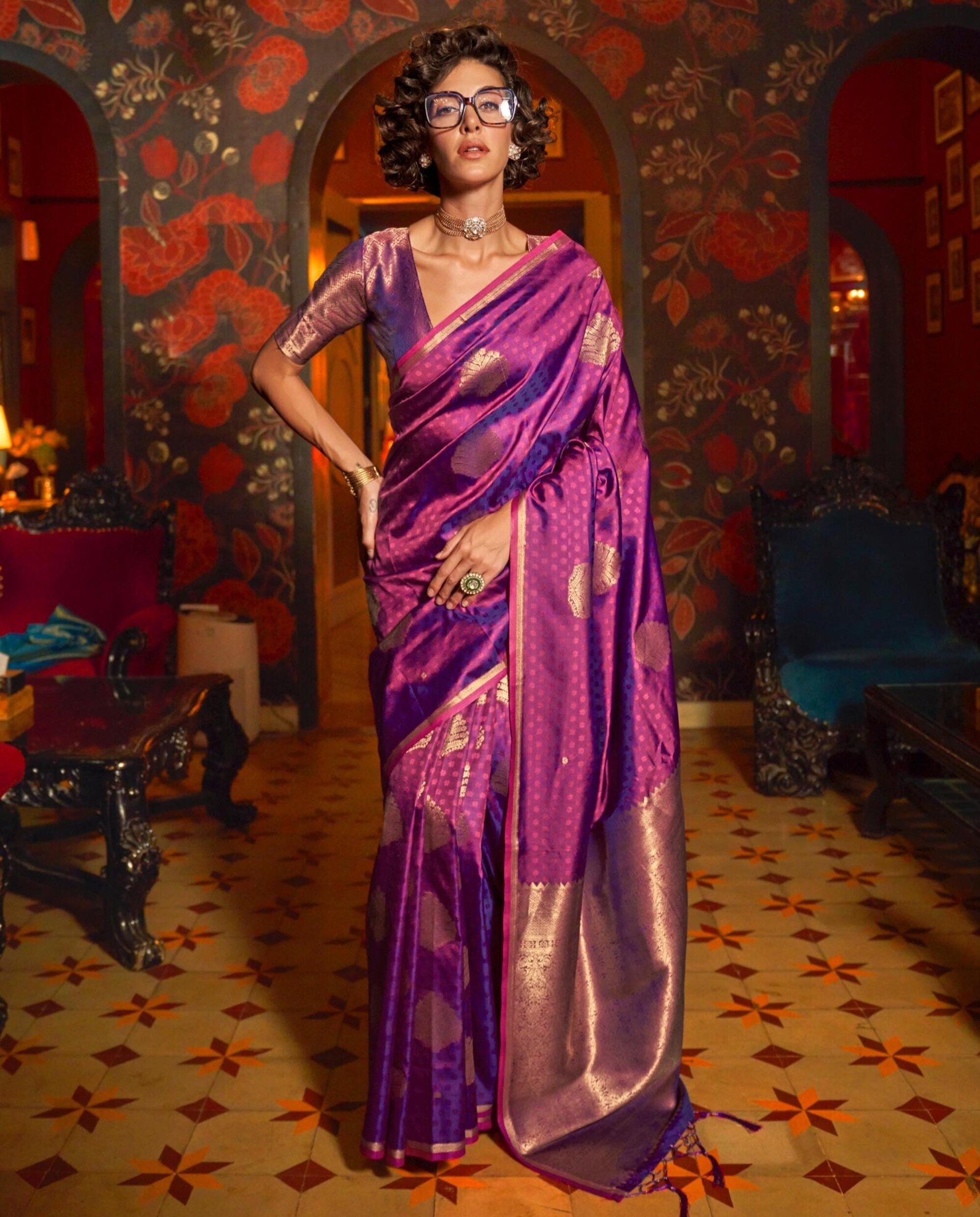 Wine Color Handloom Weaving Silk Banarasi Saree, Saree for USA Women ...