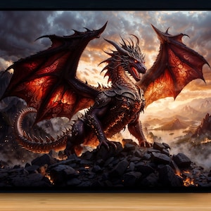 Fire Dragon Poster, Red Dragon, Print, Wall Art, Gift, Picture, Hang up ...