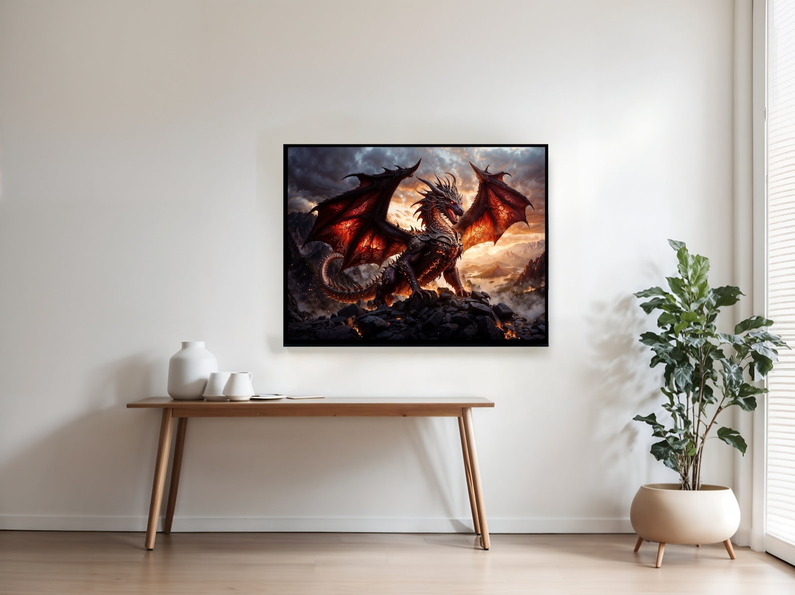 Fire Dragon Poster, Red Dragon, Print, Wall Art, Gift, Picture, Hang up ...