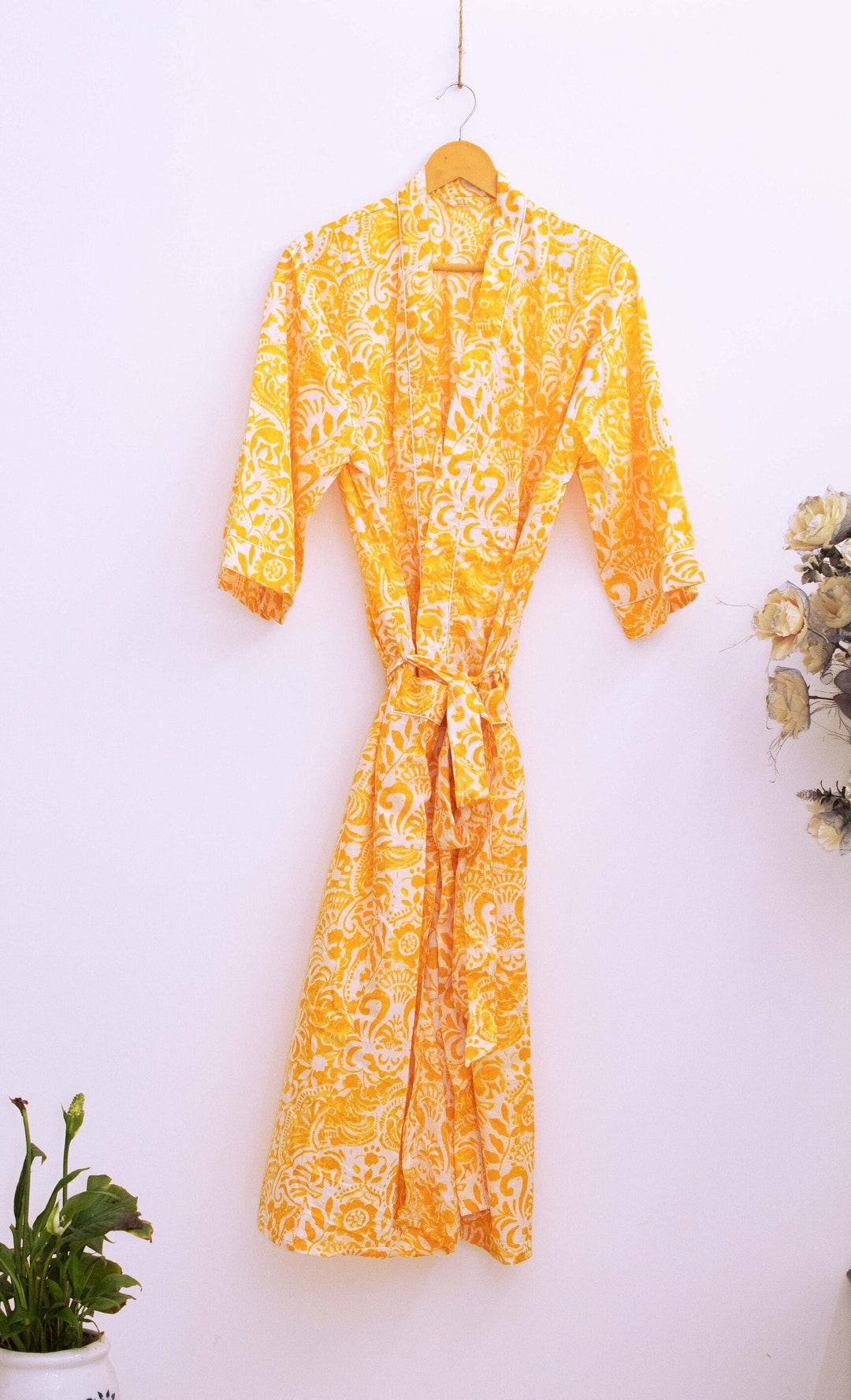 100% Cotton Kimono Robes, Pure Cotton Kimono, Block Print Cotton Kimono ...