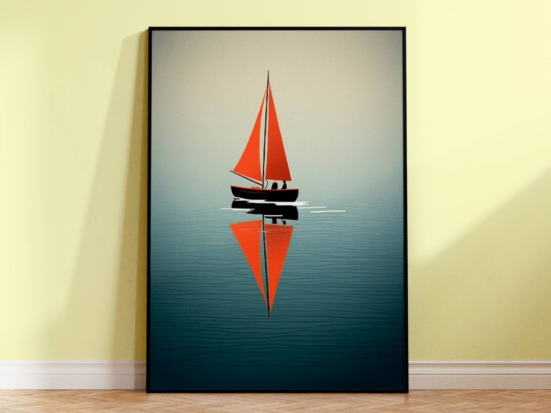 Nautical Wall Art Poster Sailboat Poster Sea With or Without Frame Blue ...