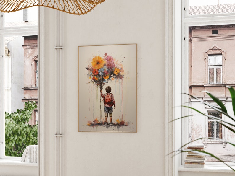 Banksy Poster Digital Instant Download Boy With Bouquet of Flowers ...